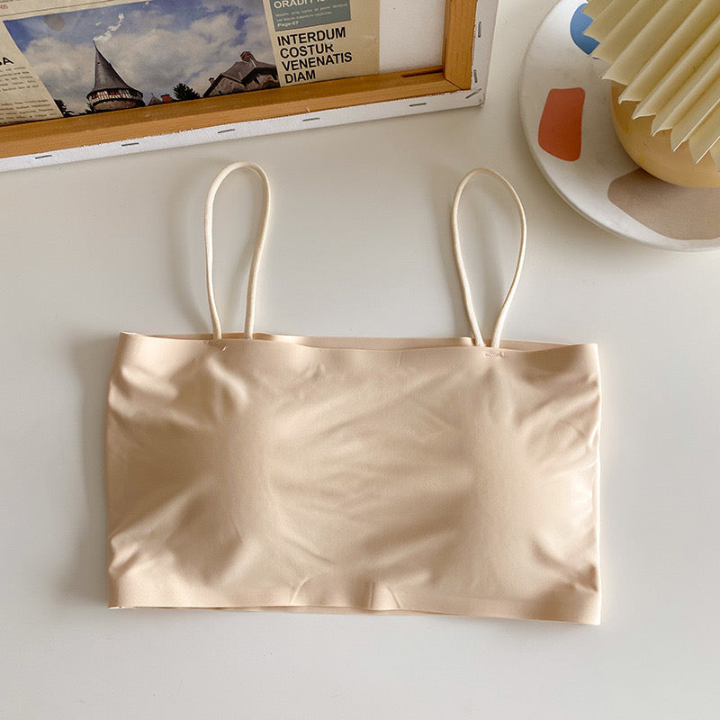 Summer Simple Sling Warp Chest Crop Top Bralette Cute Padded No Wire B ...